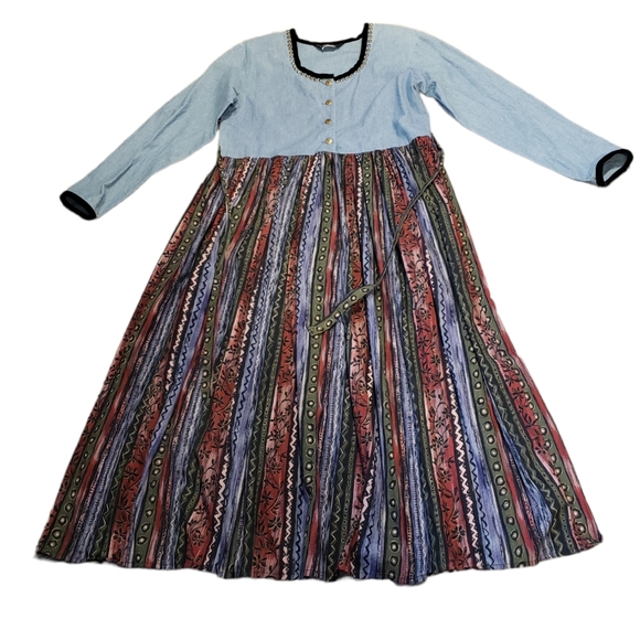 Roper | Dresses | Vintage Roper Maxi 8s Size M Demin Floral Usa | Poshmark